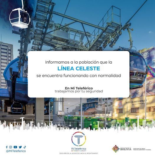 En La Paz reanudan operaciones de la Línea Celeste de Mi Teleférico ...