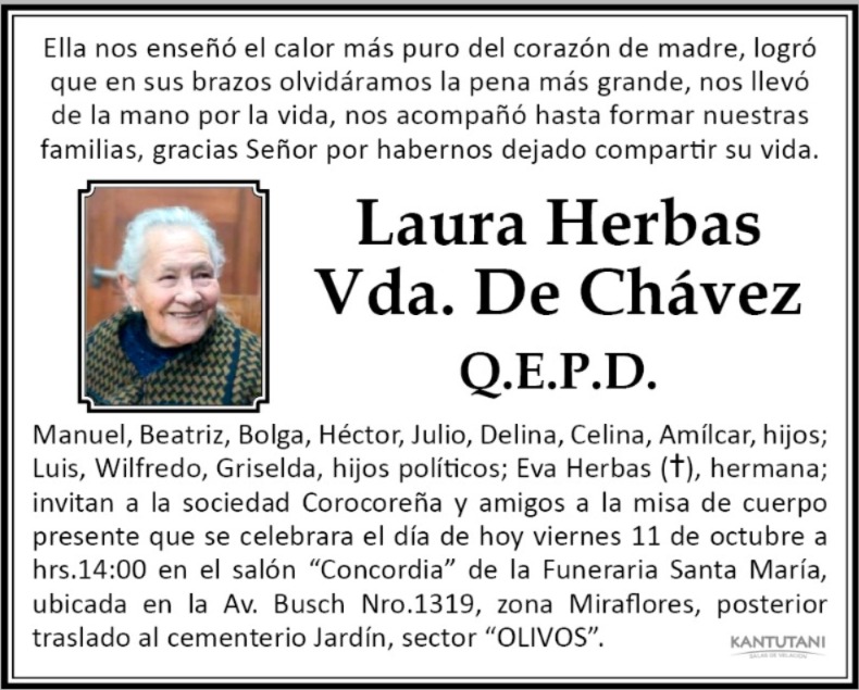 Laura Herbas Vda. De Chávez - El Diario - Bolivia