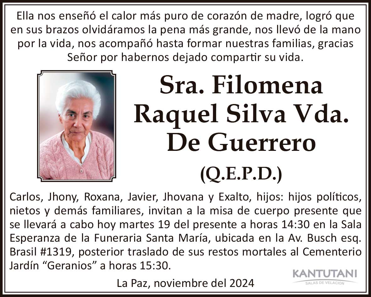 Sra. Filomena Raquel Silva Vda. De Guerrero - El Diario - Bolivia