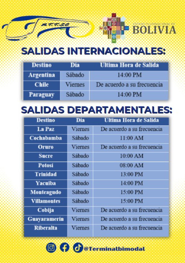 Santa Cruz: Terminal Bimodal lanza itinerario de salidas por elecciones ...
