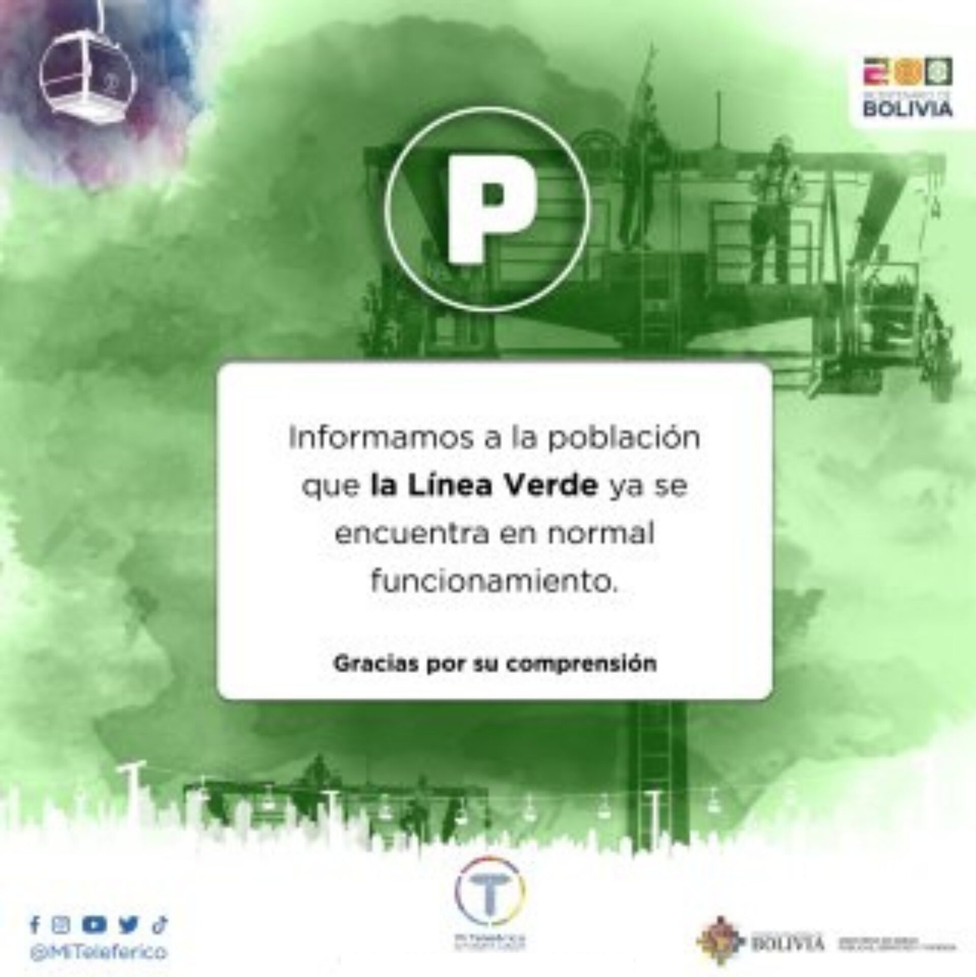 Línea Verde del Teleférico retoma operaciones. (9:15) - El Diario - Bolivia